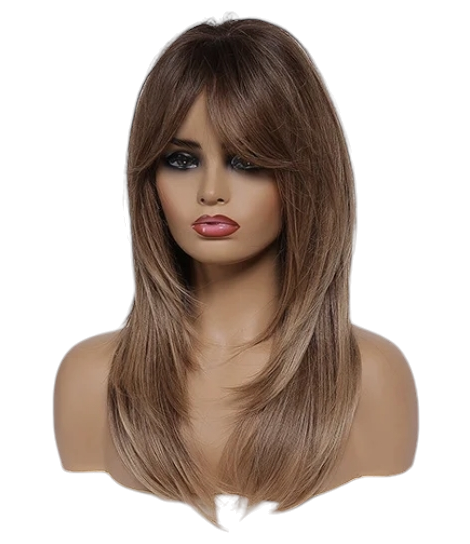 Golden Brown Face Framing Layered Wig. Ally by CelebWigs